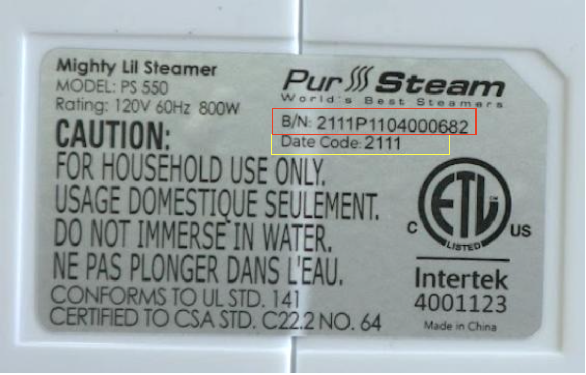 PurSteam Product Recall Survey